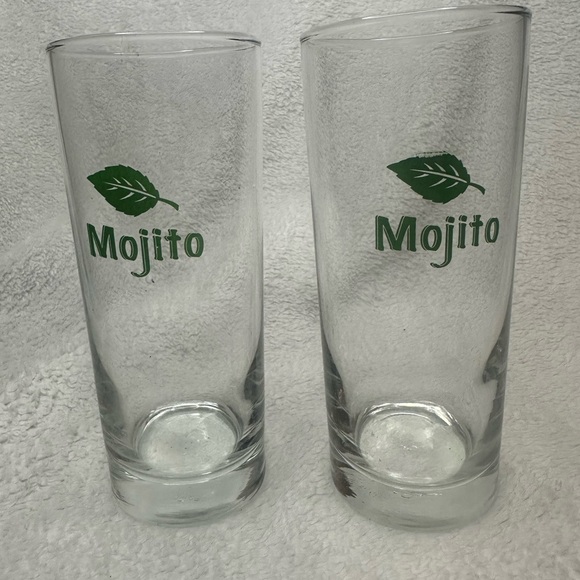 mojito | Dining | Mojito Cocktail Glasses Set Of 2 Clear W Green Leaf ...